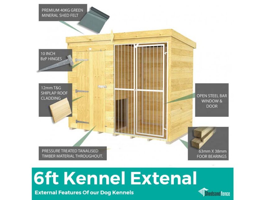 8ft X 4ft Dog Kennel and Run Full Height - Sheds and Fence